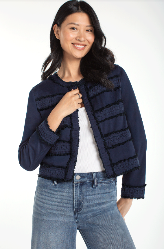 Liverpool Collarless Fray & Crochet Jacket – Hazel's Haven - Fort Smith