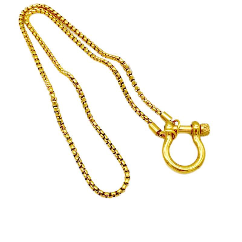 Horseshoe Clasp Box Chain Necklace Gold – Hazel's Haven - Fort Smith
